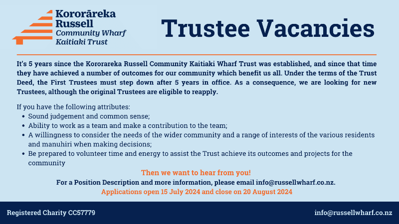 Trustee Vacancies-advert-w | Kororareka / Russell Community Wharf ...